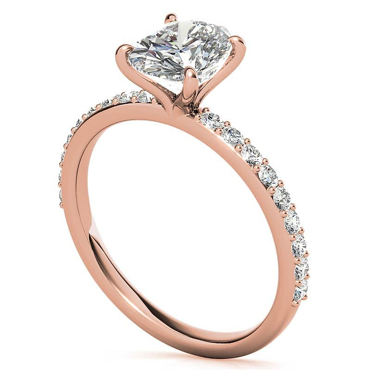 10K Solid Rose Gold Handmade Engagement Ring 3 CT Oval Cut Moissanite Diamond Solitaire Wedding/Bridal Ring for Womens/Her Propose Ring Set (5)