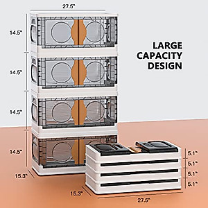 Storage Bins with Lids, 19.8 Gal Closet Organizers, Collapsible Storage Bins, Stackable Folding Storage Box, 4 Pack Dorm Storage Bins with Lids and Doors
