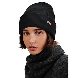 Camptrace Beanie Hat for Women Men Slouchy Beanies Womens Winter Hats Knit Cuffed Warm Ski Caps Black