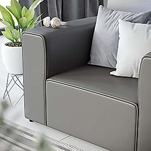 Modway Mingle Vegan Leather Lounge Armchair, Gray