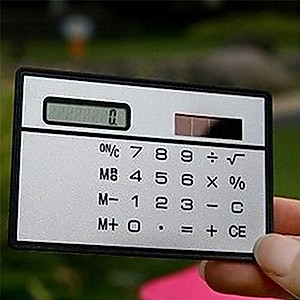 8 Digit Silver and Black Ultra Thin Solar Power Calculator with Touch Screen Credit Card Design Portable Mini Calculator for Business School Basic Office Calculators