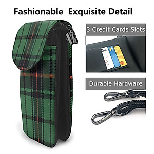 Small Crossbody Scottish Davidson Clan Black, Green Tartan Crossbody Purse Bag Fashion Cell Purse Wallet For Women/Girls Gift