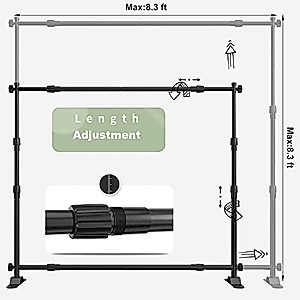 8'x8' Photo Backdrop Stand,Upgrade Heavy Duty Banner Stand Multifunctional Adjustable Telescopic Height and Width Photo Booth Banner,Reuse for Trade Show and Display Booth Exhibitor Background