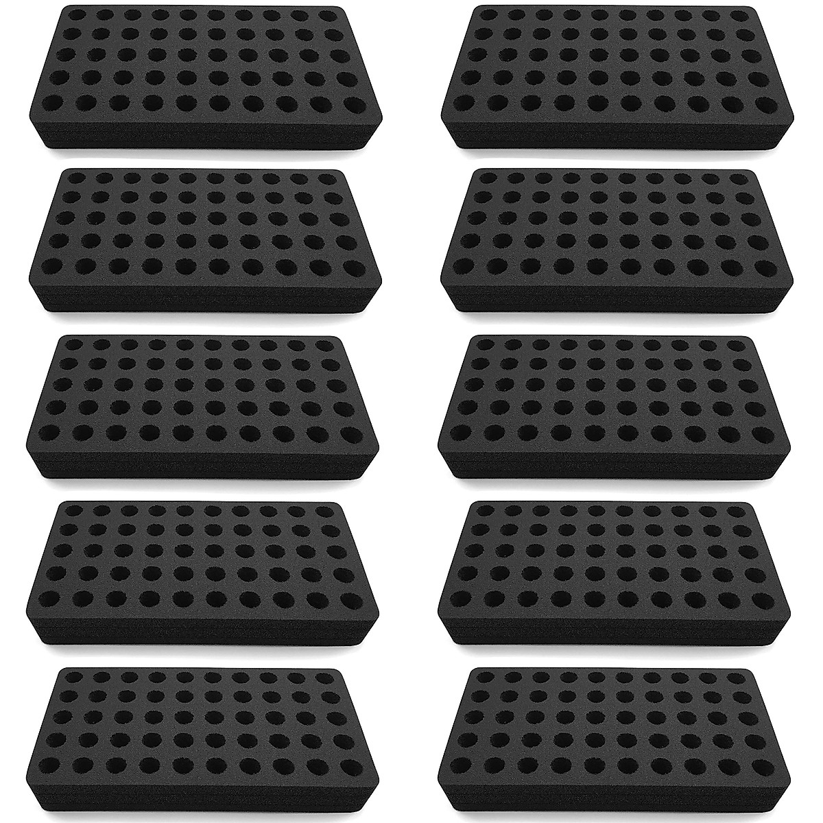 Polar Whale 10 Centrifuge Vial Organizers Black Foam Storage Rack Stand Transport Holds 50 Vials Each 500 Total Fits up to 12mm 2ml Diameter Tubes