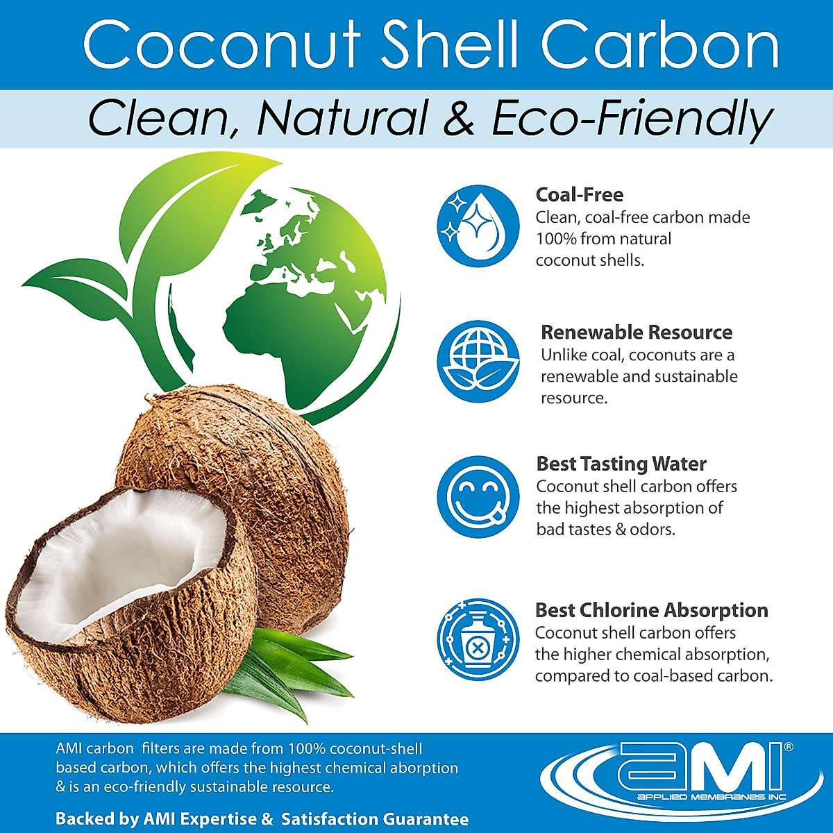 Applied Membranes Inc. 3-Stage Whole-House Water Filter Cartridge Replacements, Includes 10-Inch Sediment, Carbon, and Lead Filter Cartridges