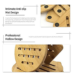 Alfto Hot Pads Trivet,Table Solid Bamboo Wood Trivets for Hot Dishes and Pot with Non-slip Pads Heat Resistant Pads Teapot Trivet 4pcs(Multi Size,2 Square 2 Round)