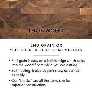 Ironwood Bowery End Grain Cheese and Charcuterie Board, One Size, Acacia Wood
