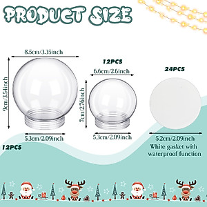 Layhit 24 Pcs Christmas DIY Snow Globe 3.4 Inch and 2.6 Inch Plastic Snow Globe with 24 Pcs Bottom Gasket Clear Empty Plastic Globe with Screw Off Cap for Christmas Crafts Gifts Ornaments