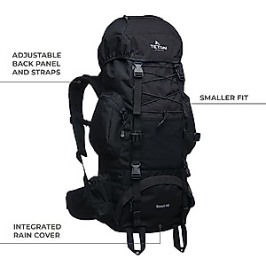 TETON 65L Scout Internal Frame Backpack for Hiking, Camping, Backpacking, Rain Cover Included
