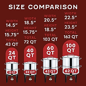 CONCORD Extra Large Outdoor Stainless Steel Stock Pot Steamer and Braiser Combo. Great for steaming oysters, crab, crawfish and more (40 QT)