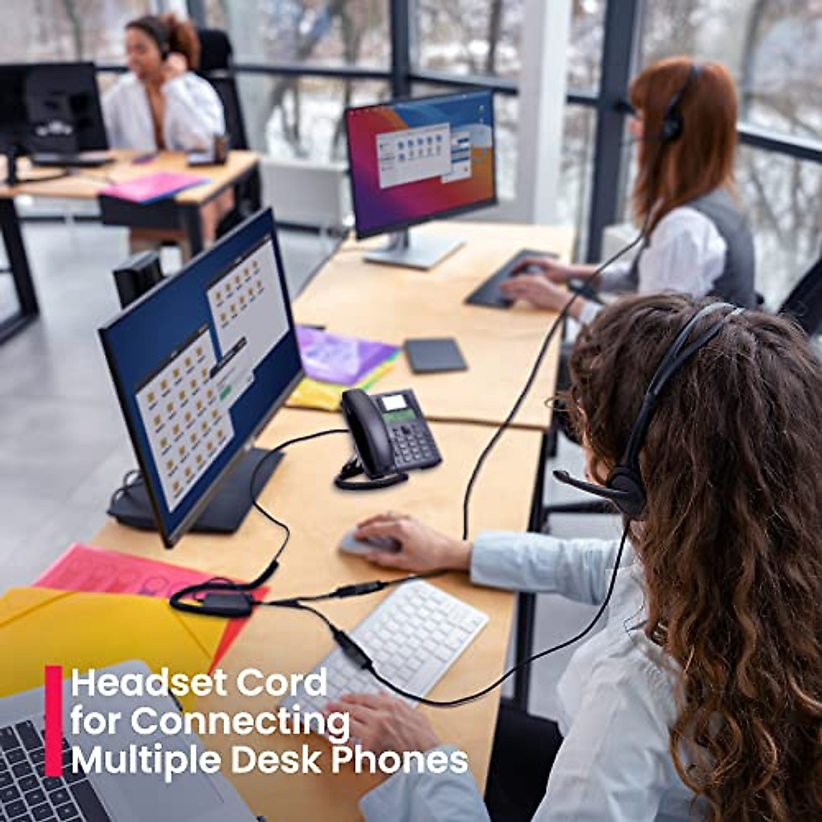 XS 825 Headset Bundle for Training, Coaching, Monitoring, Supervising, Onboarding - Compatible Deskphones Include Avaya, Yealink, Polycom, Cisco, Mitel, Nortel, Toshiba (Stereo, Basic Bundle)