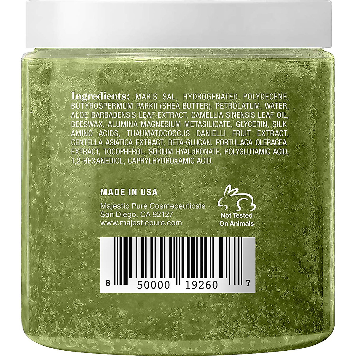 Majestic Pure Matcha Green Tea Body Scrub for All Natural Skin Care - Exfoliating Multi Purpose Body and Facial Scrub Moisturizes and Nourishes Face and Skin - 10 oz - Great Gift for Her