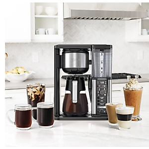Ninja Specialty Coffee Maker CM400, Removable Water Reservoir, Glass Carafe, Single-Cup Brewing Fold Away Cup Platform