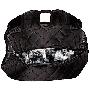 Insulated Mini Backpack Lunch Bag w/Padded Straps & Drink Side Pockets (Black)