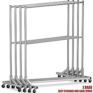 Simple Houseware Commercial Z Base Double Rod Garment Rack