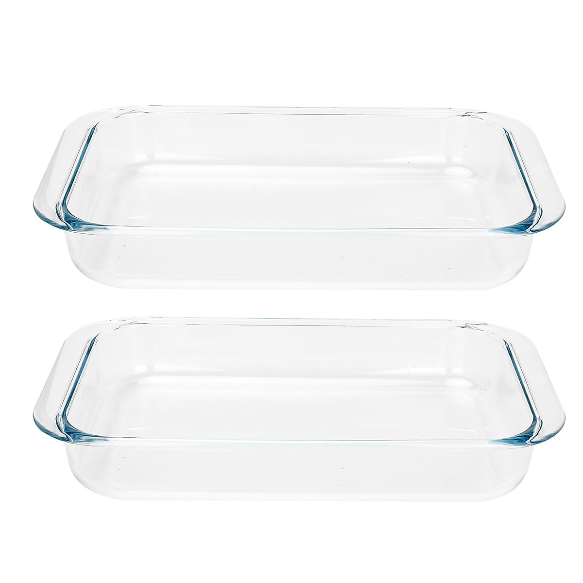 2 Pack 1-Quart Tempered Glass Oblong Baking Dishes, Personal Sized Bakeware and Cookware