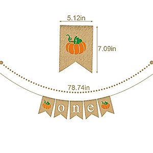 Rainlemon Jute Burlap Pumpkin One High Chair Banner Fall Thanksgiving Boy Girl 1st Birthday Party Highchair Garland Decoration