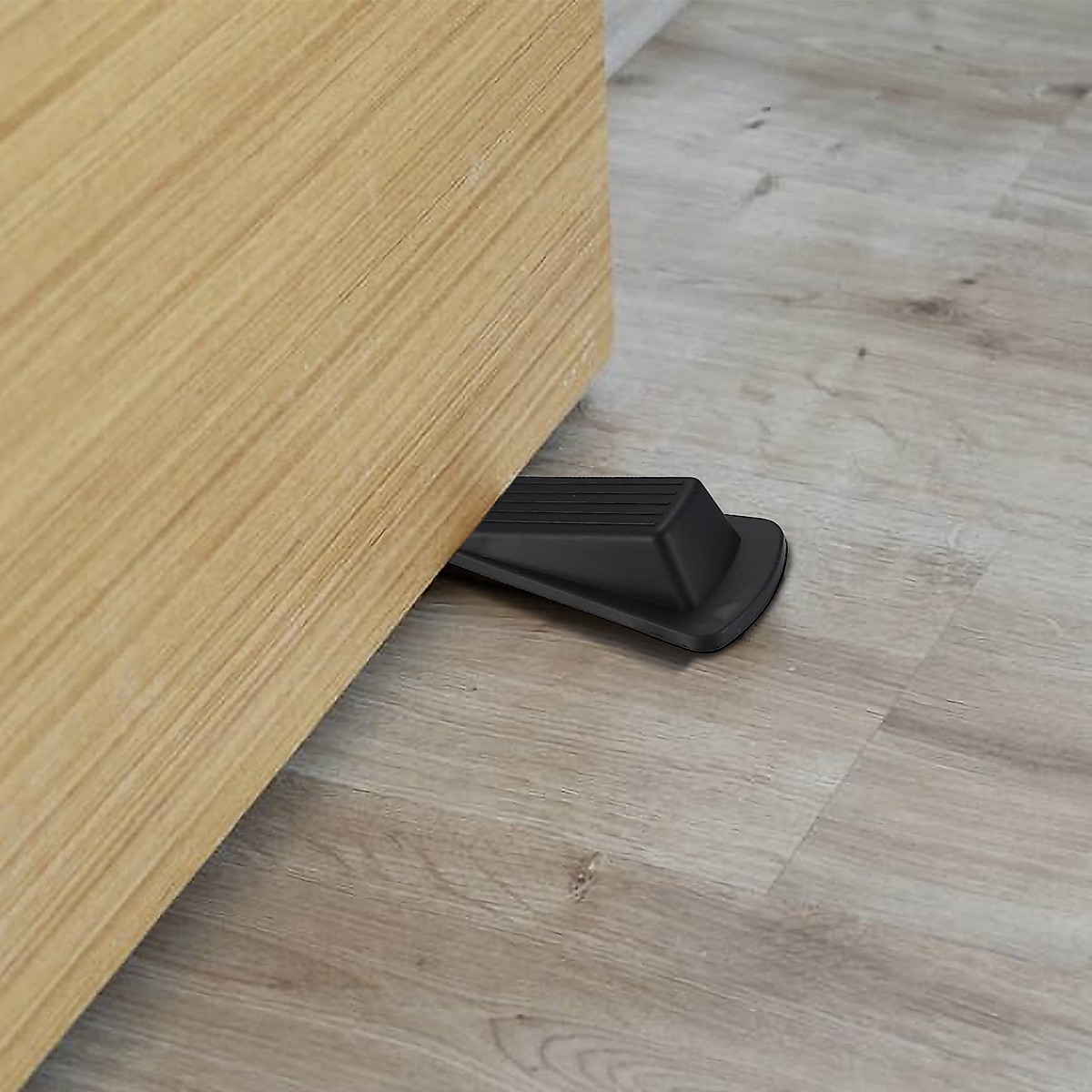 5 Pcs Door Stoppers, Rubber Door Stoppers Wedges, Doorstops, Heavy Duty Door Stops, Black Wedge Door Stoppers for Bottom of Door, on Tile, Concrete, Carpet, Wooden Floor, High 1.3 Inches