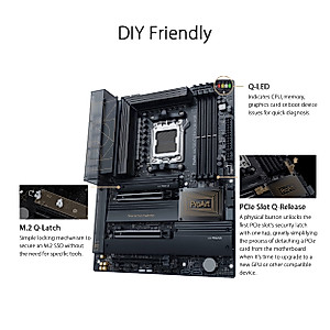 ASUS ProArt X670E-CREATOR WiFi AMD X670 AM5 Ryzen™ Desktop 9000 8000 & 7000 ATX Motherboard, 16+2 Power Stages, PCIe® 5.0 Ready, DDR5 Support, USB4®, 10 Gb & 2.5 Gb LAN, WiFi 6E, Four M.2 Slots