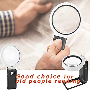 Anourney Magnifying Glass 30X 40X with Light and Stand, Handheld Standing LED Illuminated Magnifier, Folding Reading Magnifying Glass with for Seniors Read, Coins, Stamps, Map, Jewelry, Close Work