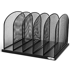 Safco Products Onyx Mesh 5 Sort Vertical Desktop Organizer 3256BL, Black Powder Coat Finish, Durable Steel Mesh Construction
