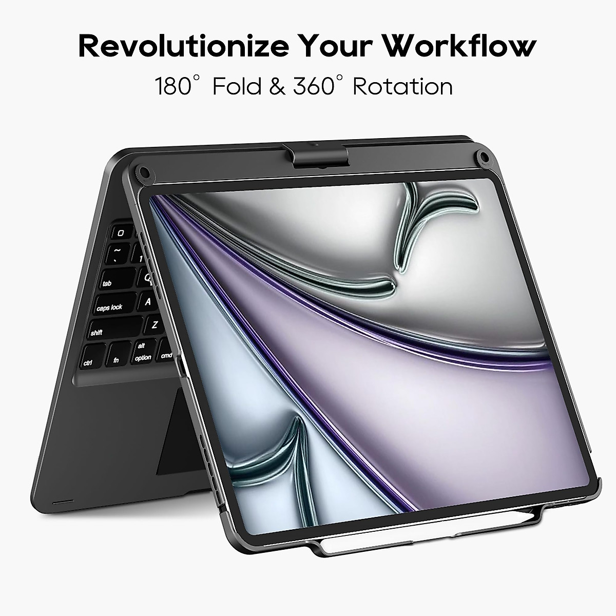 edaiser Swivel Keyboard Case for Apple iPad Pro 12.9 inch 6th Generation 5th 4th 3rd Gen; Wireless Rotatable Cover with Pencil Holder, Multi-Touch Trackpad, Backlit, Black