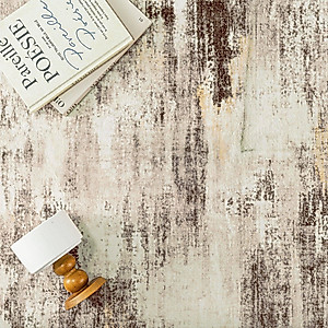 PureCozy Brown 8x10 Area Rug Modern Abstract Washable Large Living Room Carpet Indoor Bedroom Accent Rug Dining Room Office Non Slip Neutral Low Pile Throw Rug