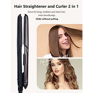 ANGENIL Ceramic Flat Iron Hair Straightener and Curler 2 in 1, Dual Voltage Hair Straightening Curling Iron, Professional Flat Iron 1 Inch Tourmaline Ceramic Hair Straighteners for Women Gift