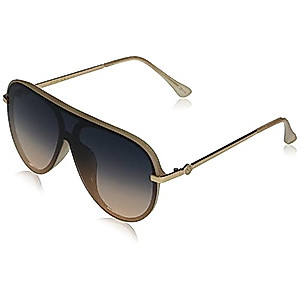 Jessica Simpson J5900 Aviator Shield Sunglasses with 100% UV Protection. Glam Gifts for Women, 140 mm, Nude & Rose Gold