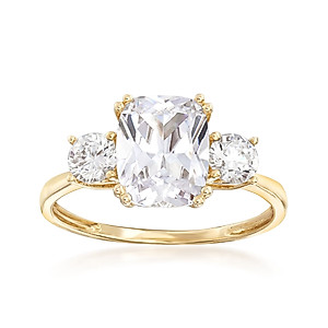 Ross-Simons 3.50 ct. t.w. CZ 3-Stone Ring in 14kt Yellow Gold. Size 9