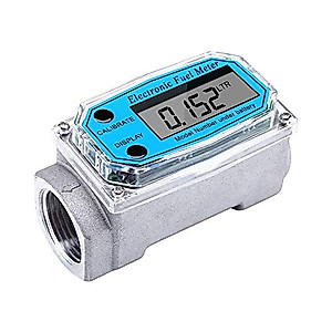 Digital Turbine Flow Meter,LCD Digital Display High Accuracy Diesel Fuel Flowmeter for Measuring Diesel, Kerosene, Gasoline(1 Inch)