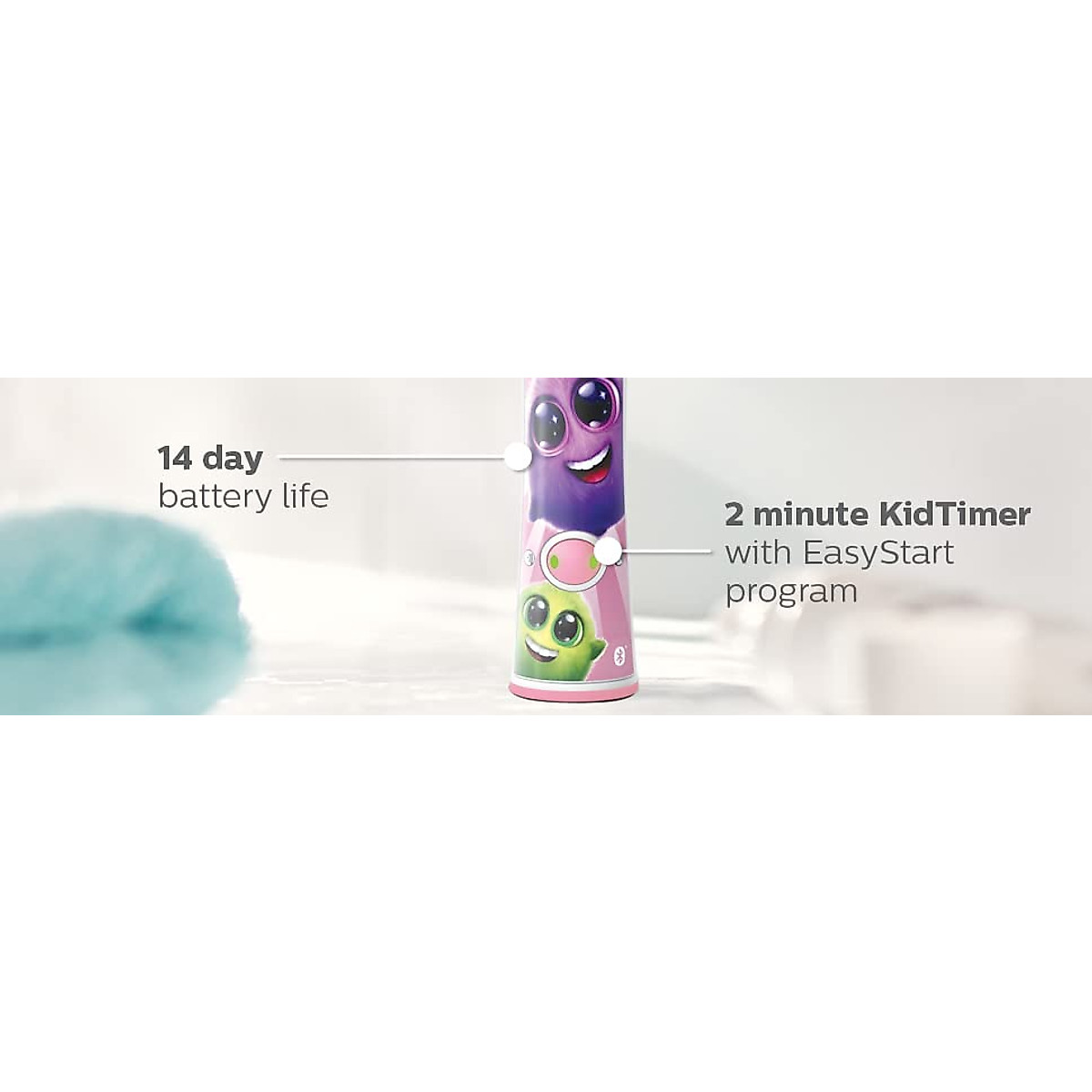 Philips Sonicare for Kids 3+ Bluetooth Connected Rechargeable Electric Power Toothbrush, Interactive for Better Brushing, Pink, HX6351/41