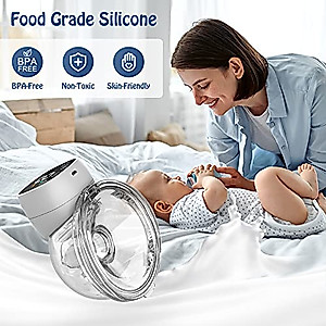 Akaho Wearable Breast Pump, Low-Noise and Painless Hands Free Electric Breast Pump with 3 Mode & 9 Levels, 24mm Default and Come with 6 Flanges (White-Double)