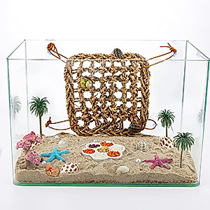 DQITJ Hermit Crab Hammock Natural Seagrass Fibers Hammock Small Reptile Climbing Toys Tank Accessories (Square Shape)