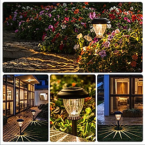 SUNWIND Solar Pathway Lights Outdoor Waterproof Glass Landscape Lights 6-Pack Warm White LED for Garden,Path,Patio Yard,Walkway and Driveway (Bronze Metal)