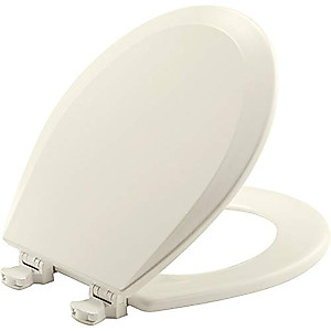 CHURCH 540EC 346 Toilet Seat with Easy Clean & Change Hinge, ROUND, Durable Enameled Wood, Biscuit/Linen
