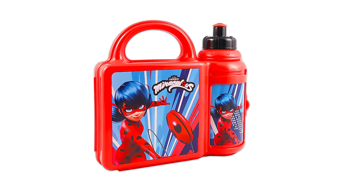 Miraculous Ladybug Lunch Box & Water Bottle Set + Stickers