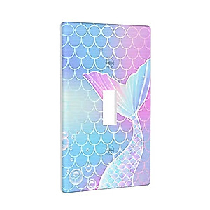 Mermaid Light Switch Cover Cover Electrical Duplex Combination For Kids Girls Bedroom Kitchen Home Bathroom Decor -Single Toggle