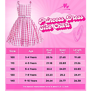 Golray 7pcs Girls Plaid Costume Dress Sweet Slip Dress with Accessories Movie Outfit Birthday Halloween Costume Girl Dress up Clothes for Play