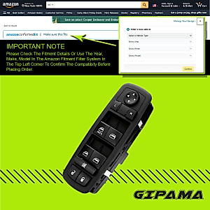 Gipama 901-486 Power Window Switch for 2011-2016 Dodge Journey, Replaces# 68084001AD, 68084001AC, 68084001AB,8+13 PINS（Driver Side