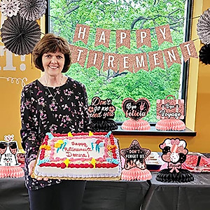 Going Away Party Decorations 9 Pcs, Rose Gold We Will Miss You Honeycomb Table Centerpiece Glitter Farewell Party Decorations for Retirement Anniversary Graduation Party Supplies