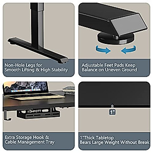 Tangkula Electric Dual Motor Standing Desk, 48 x 30 Inch Height Adjustable Sit Stand Computer Workstation w/ 3 Position Memory Controller, Anti-Collision Design, 1" Thick Tabletop, Home Office Desk