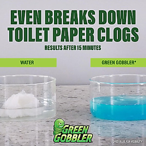 Green Gobbler Drain Clog Remover | Toilet Clog Remover | Dissolve Hair & Organic Materials from Clogged Toilets, Sinks and Drains | Drain Cleaner and Opener, 128 oz