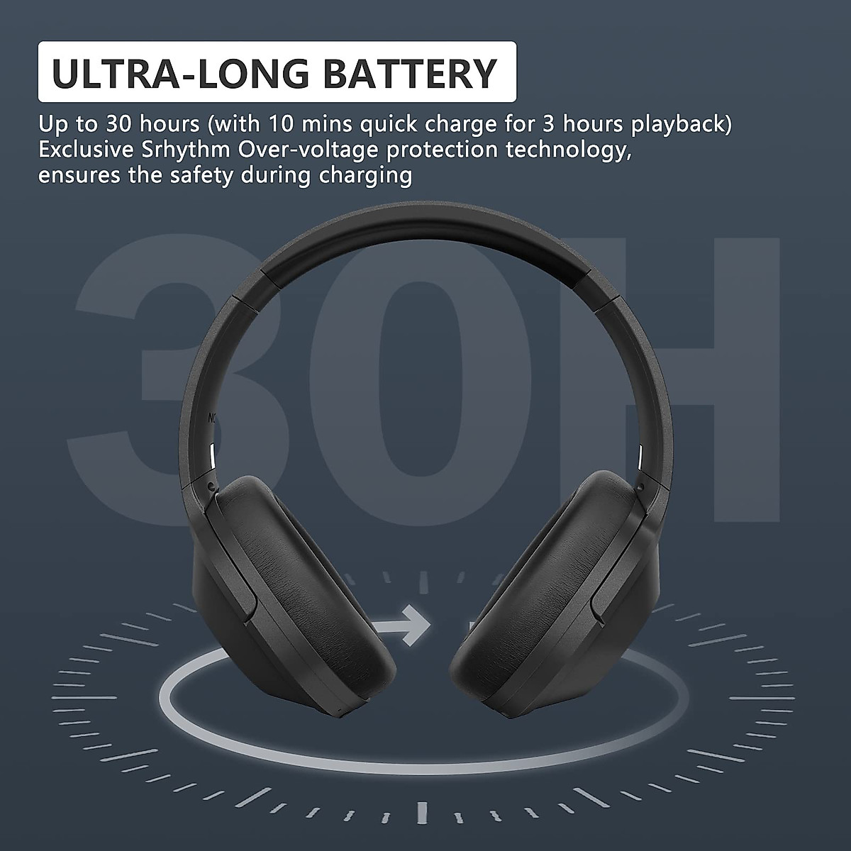 Srhythm NC85 Dynamic Hybrid Noise Canceling Headphones Bluetooth Wireless Over The Ear with HD Sound,Quick Charge,Ultra-Long Playtime,Multi-Modes Switchover