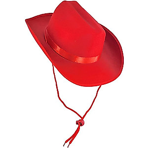 Red Felt Cowboy Hat Western Hat, Dress Up Costume Clothes for Kids, Pretend Play, Party Favors, Child size