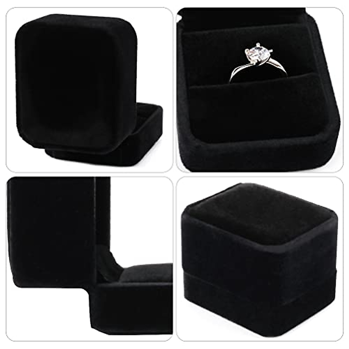 iSuperb Set of 2 Unit Classic Velvet Couple Ring Box Earring Jewelry Case Gift Boxes 2.2x1.9x1.6 inch