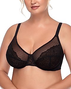 HSIA Minimizer Bras for Women Full Coverage Underwire Bras Plus Size,Lifting Lace Bra for Heavy Breast 38DD Black