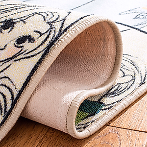 SAFAVIEH Disney Princess Collection Machine Washable Slip Resistant 5' x 7' Ivory/Pink Assurance Kids Bedroom Nursery Playroom Area Rug