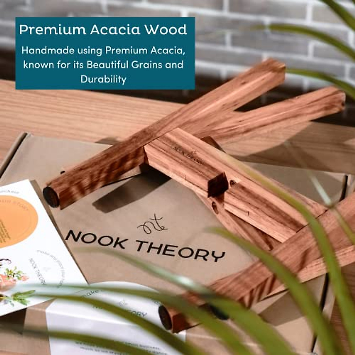 Adjustable Mid Century Plant Stand - Solid Acacia Wood - Plant Holder - Modern Plant Stand Indoor - Pot Stand - Wooden Plant Stand 15" Height - Planter Stand For Indoor Plants, Outdoor (Square)