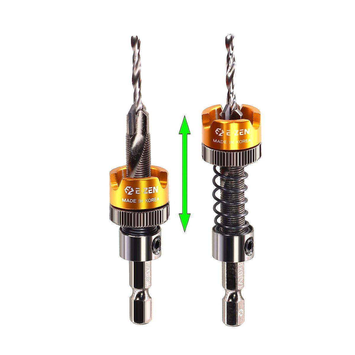 Adjustable Depth Countersink Drill Bit, Self-Adjusting Depth Control Without Wrench, Preventing Scratches Or Marks by Stopper Mounted Bearing, Tungsten Carbide Tipped Counterbore (1/8" x5/16(3x8mm))